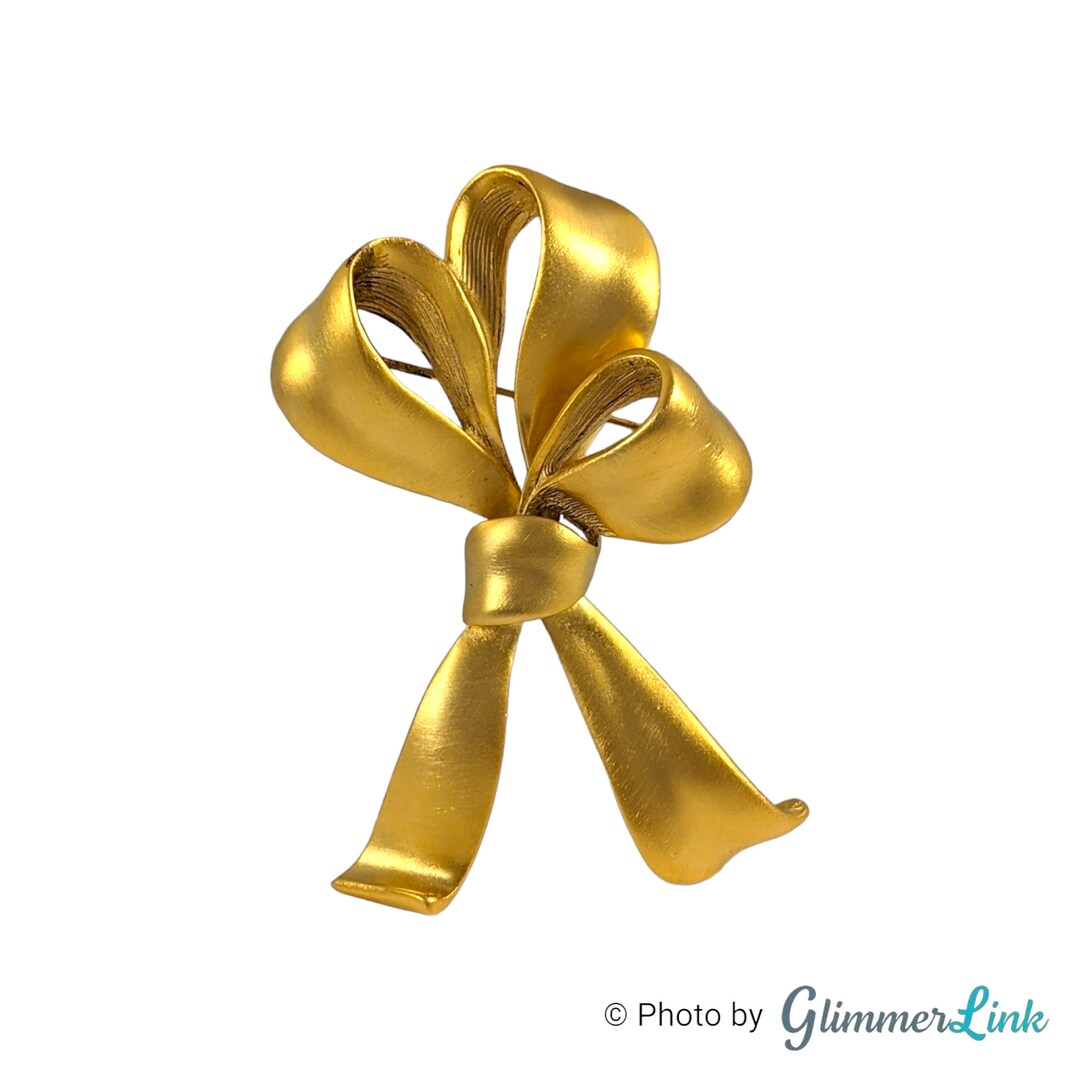 Vintage Large Modernist Triple Loop Ribbon Brushed Gold Tone - Etsy