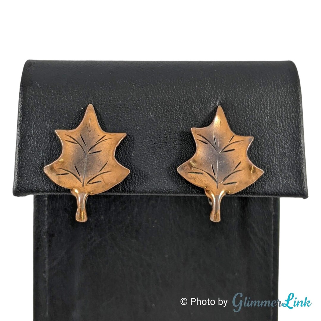 Vintage Stuart NYE Sterling and Copper Leaf Fall Autumn Screw Back ...