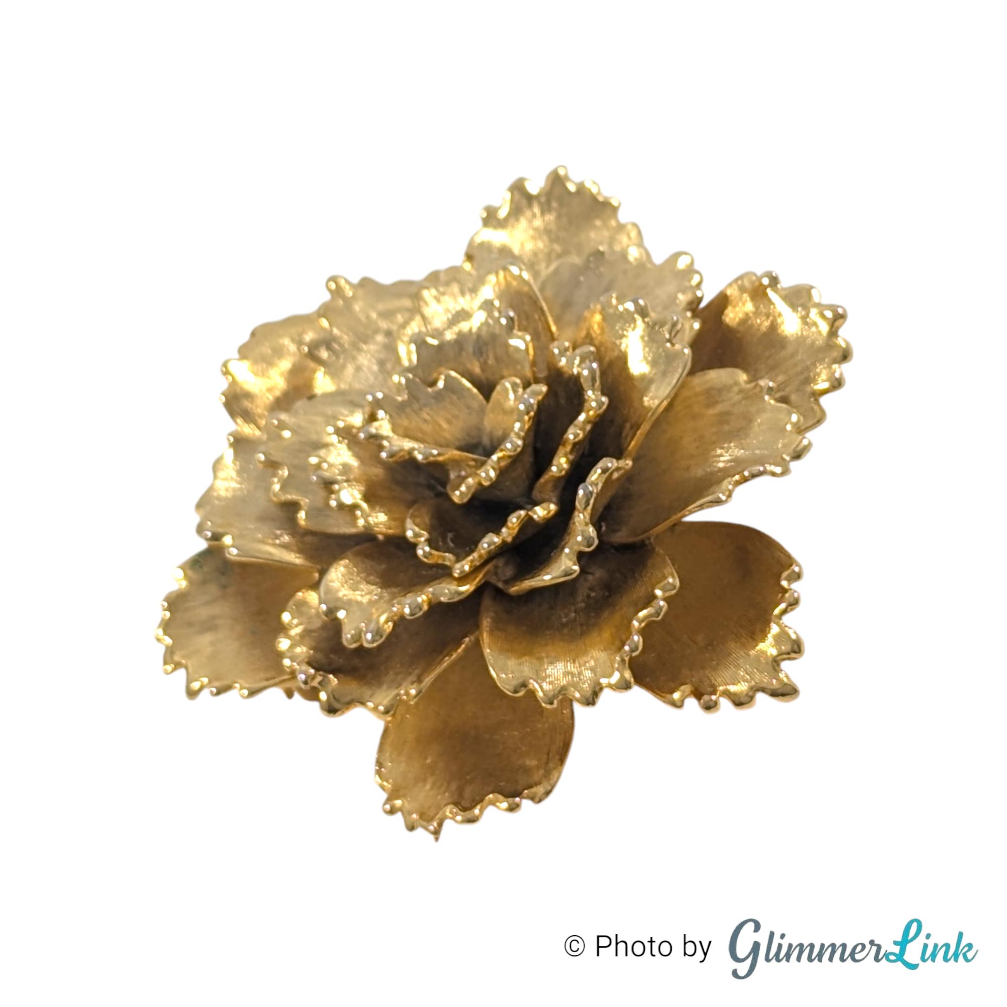 Vintage Large Layered Floral Petals Gold Tone Brooch - Etsy