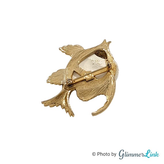 Vintage Angel Fish Striped Ceramic Gold Tone Brooch - Gem