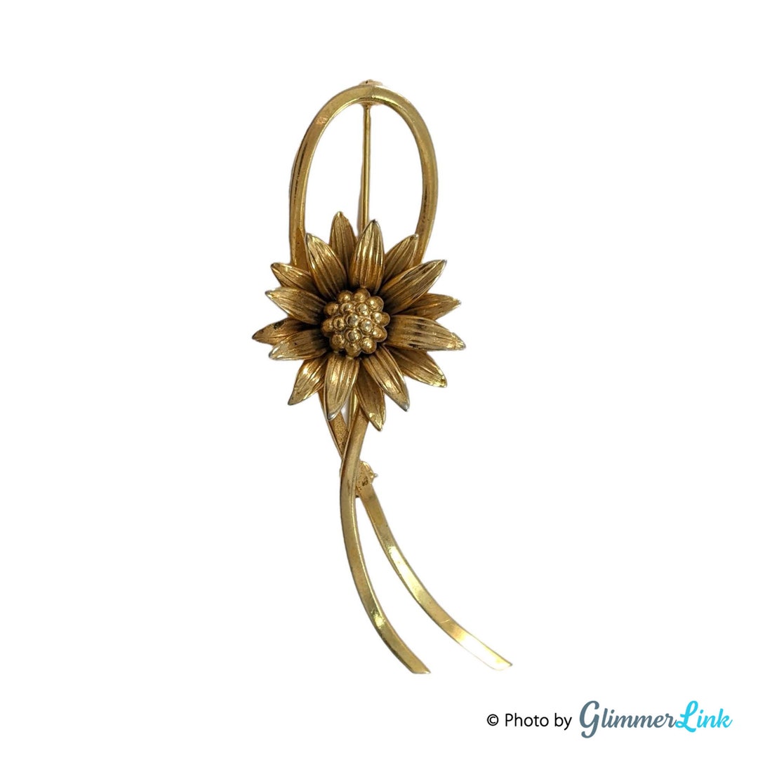 Vintage Single Daisy Flower Bouquet Gold Tone Brooch - Etsy