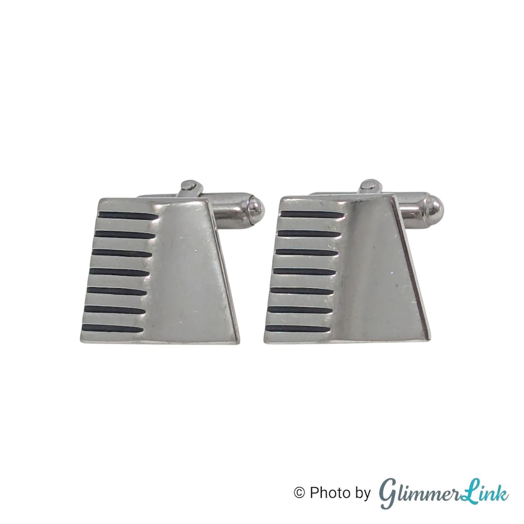 Vintage Anson Silver Tone Mid Century Modern Cufflinks Geometric ...