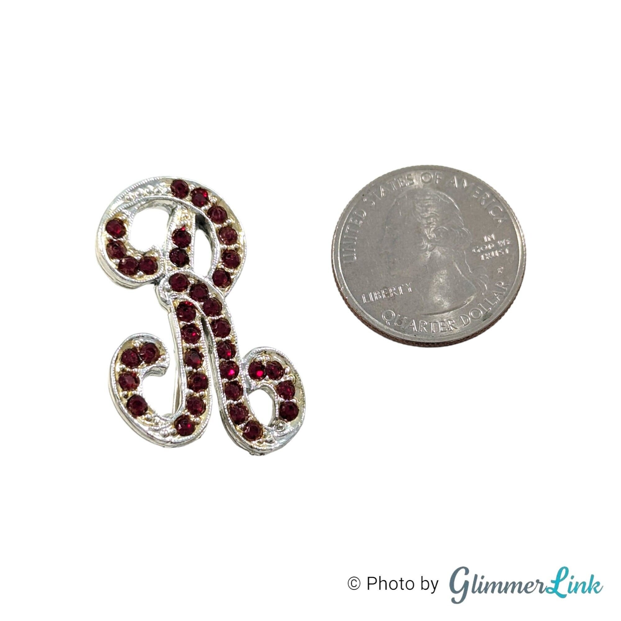 Vintage Letter R Initial Red Rhinestone Silver Tone Unisex Brooch - Etsy