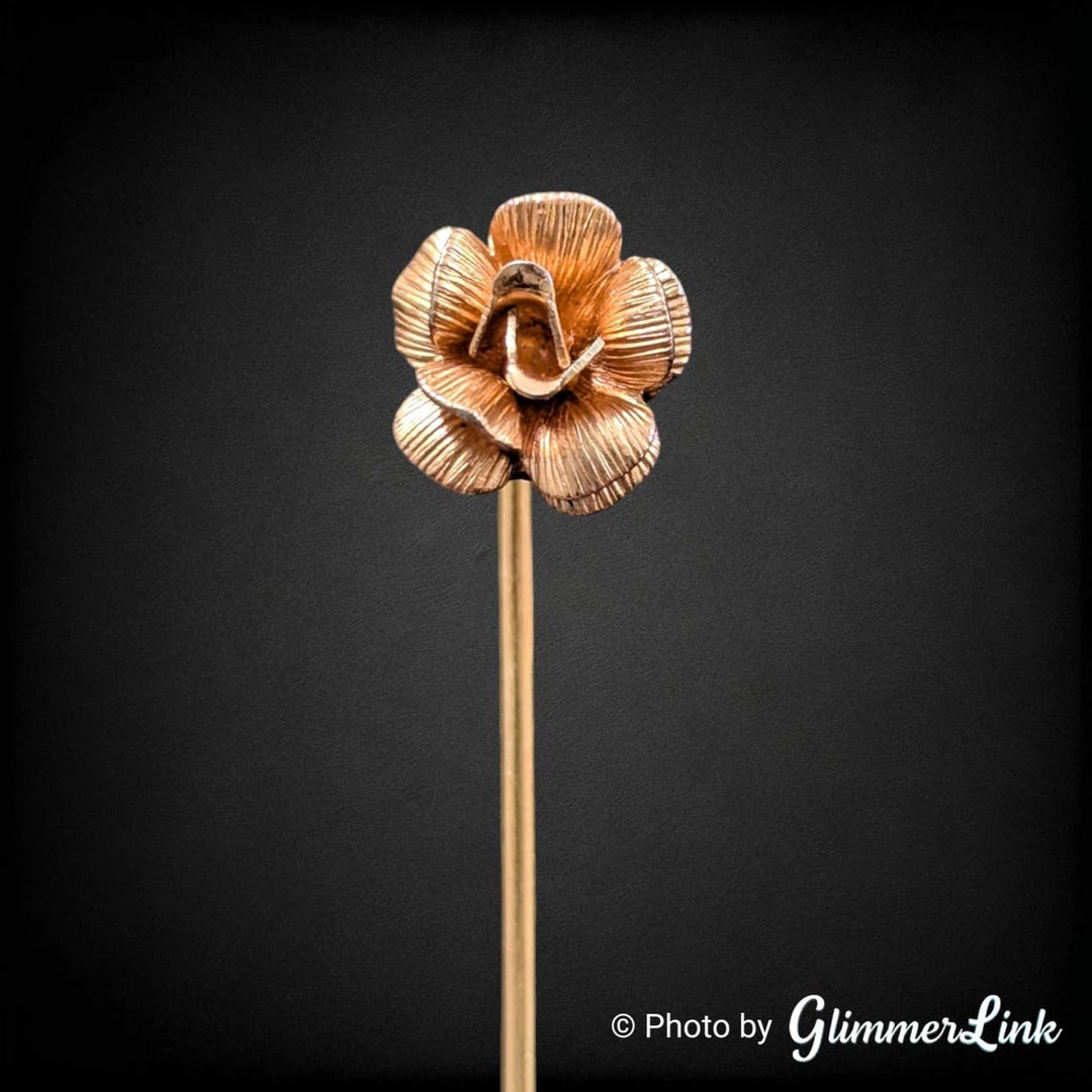 Vintage Krementz 14KT Gold Overlay Rose MCM Stick Pin, Unisex Gift ...