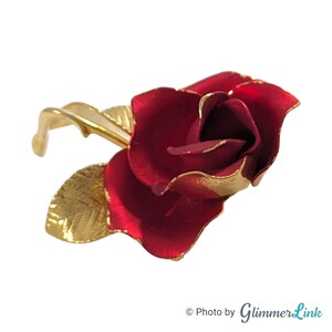 Vintage CERRITO Red Single Rose Enamel Gold Tone Brooch - Etsy