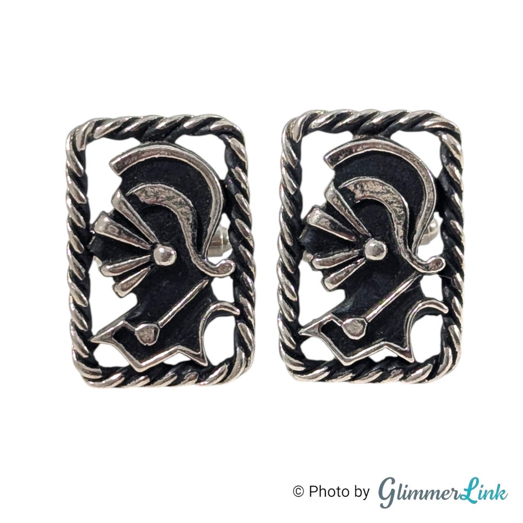Vintage Knight Centurion Rectangular Rope Black Silver Tone MCM ...
