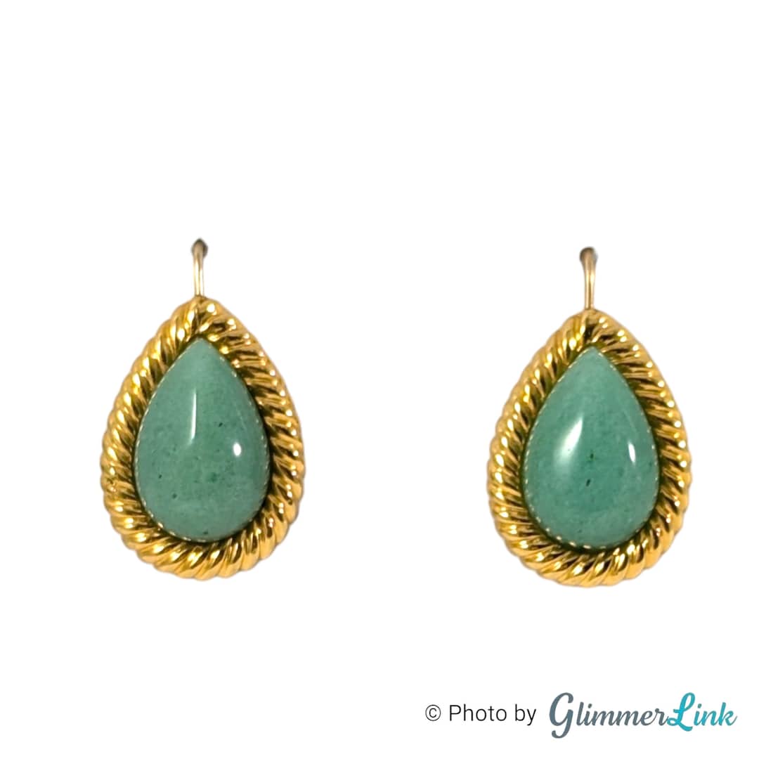 Vintage KJL Kenneth Jay Lane Semi-precious Teardrop Gemstone Gold Tone ...