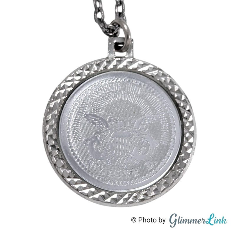 Vintage Bicentennial 1776 Twenty D Coin Replica Silver Tone Pendant ...
