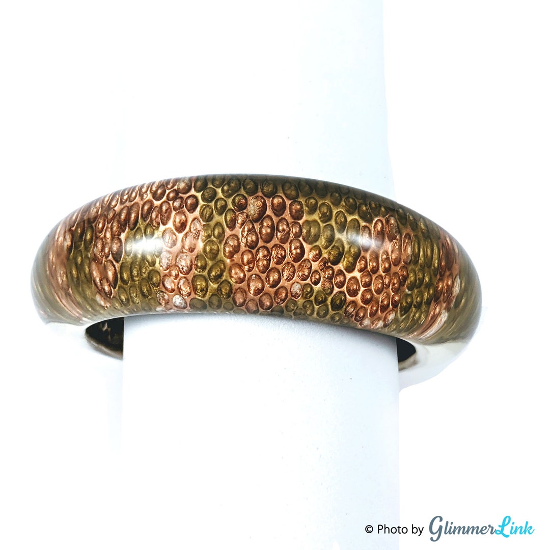 Vintage Clear Lucite Bangle Reversed Painted Carved Snake Skin, 1960s ...