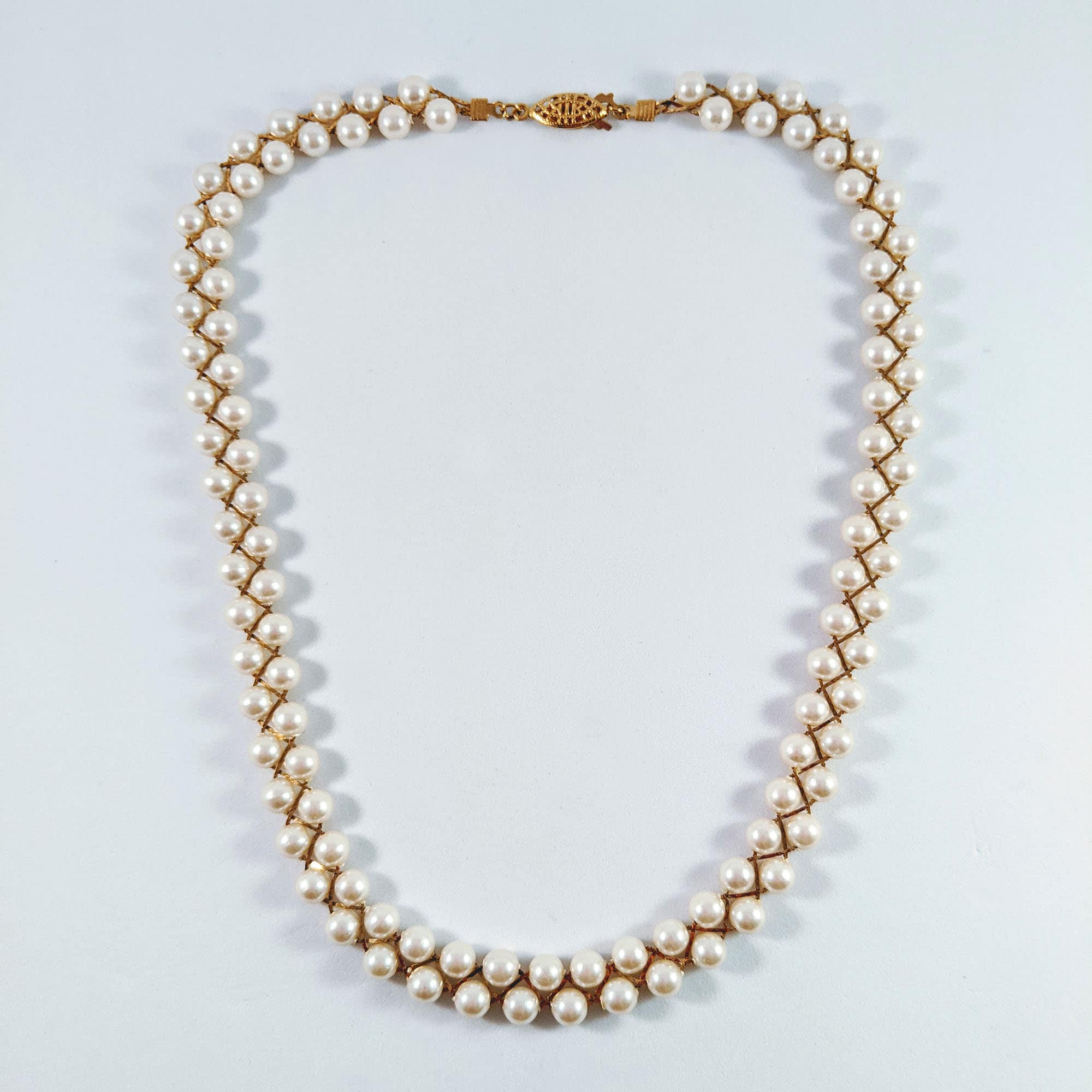 Vintage Avon Gold Tone Braided Faux Pearl Necklace | Etsy