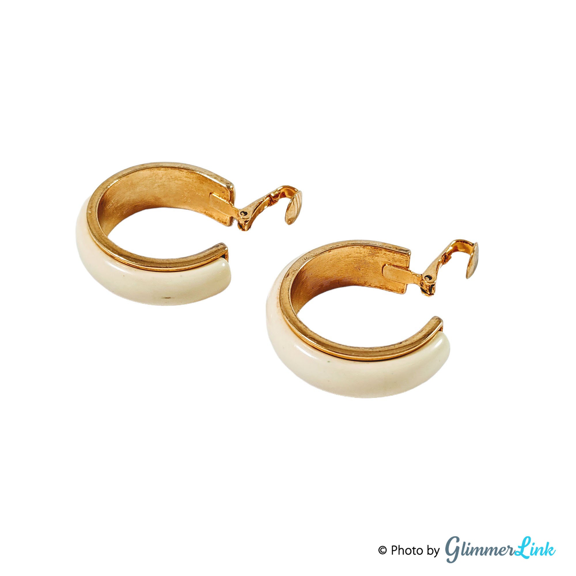 Vintage Avon Cream & Gold Tone Hoop Clip on Earrings - Etsy