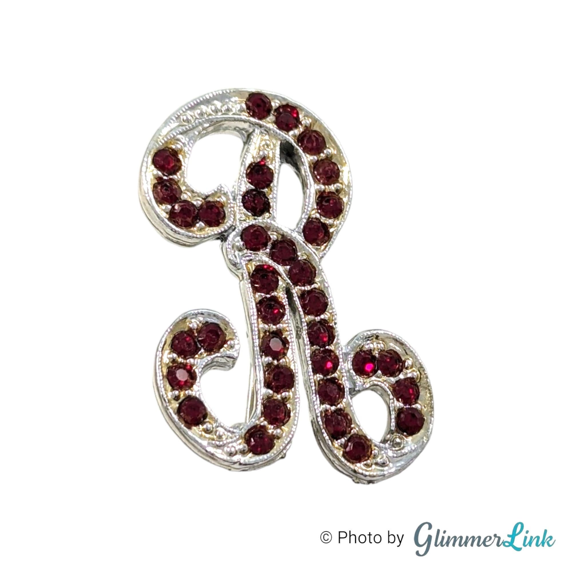 Vintage Letter R Initial Red Rhinestone Silver Tone Unisex Brooch - Etsy