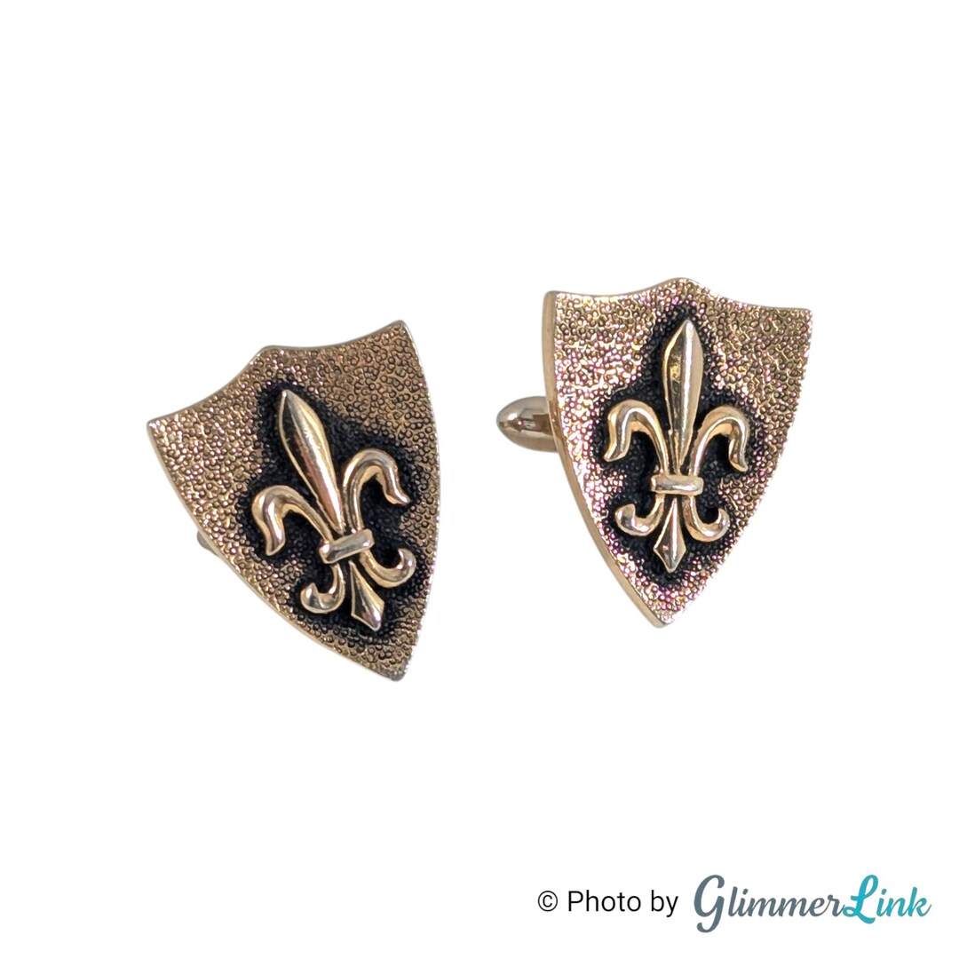 Vintage Heraldic Crest Shape Fleur De Lis Renaissance Themed Gold Tone ...