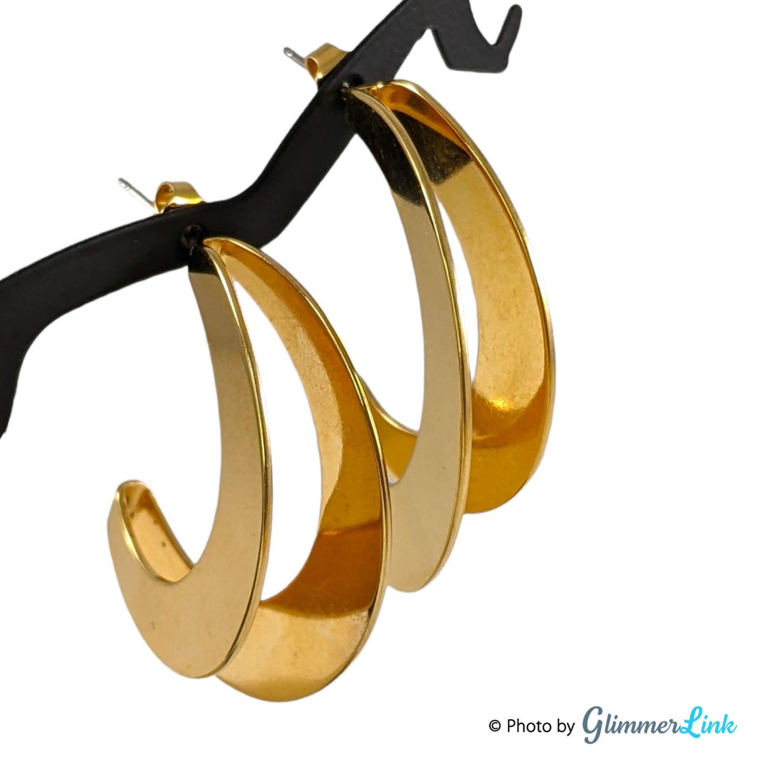 Vintage 1990s Avon Folded Hoop Crescent Gold Tone Pierced Earrings - Etsy