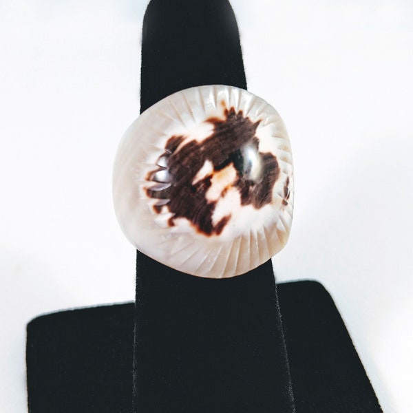 Carved Shell Ring - Etsy