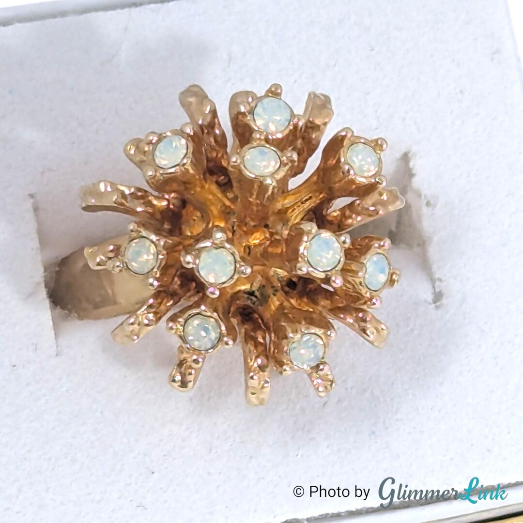 Vintage 70s Sarah Coventry Galaxy Faux Opal Adjustable Gold Tone Ring ...