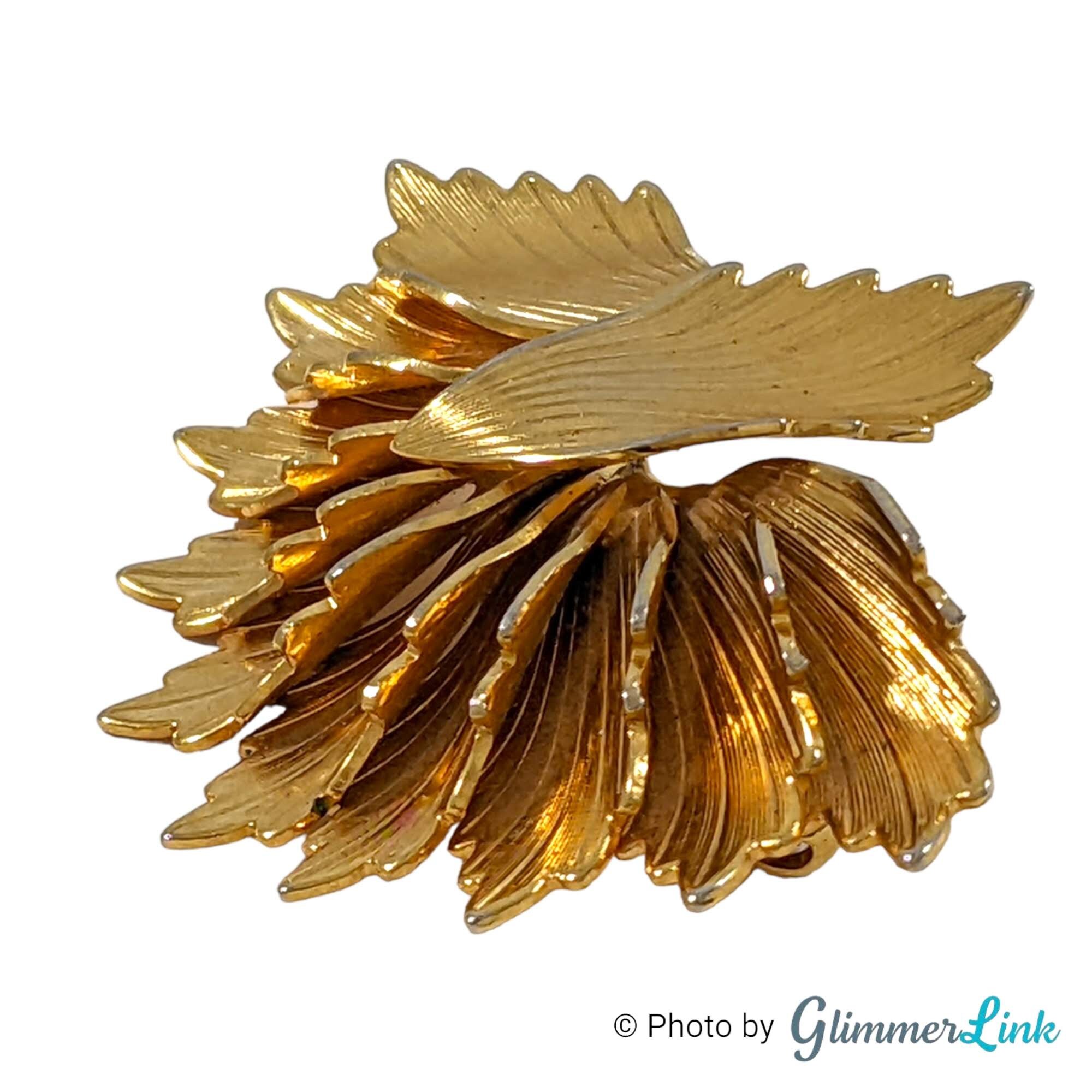 Vintage Overlapping Semicircle Fan Leaves Gold Tone Brooch Pin - Etsy