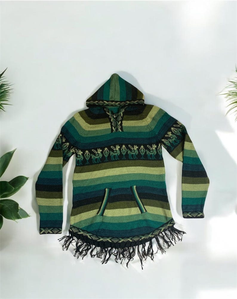 Rainbow Alpaca Hoodie, Rainbow Vintage Alpaca, Handmade Sweater ...