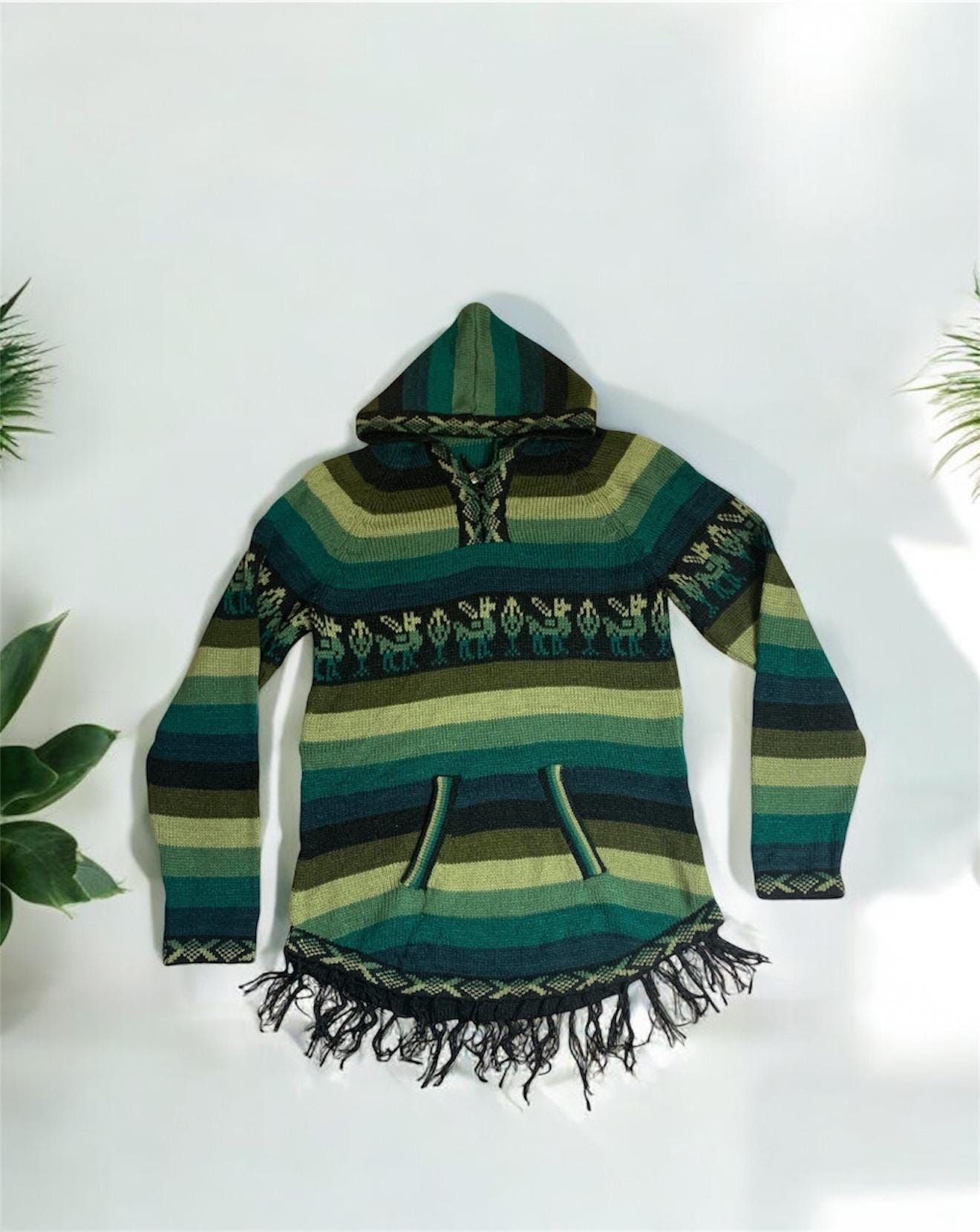 Rainbow Alpaca Hoodie, Rainbow Vintage Alpaca, Handmade Sweater ...