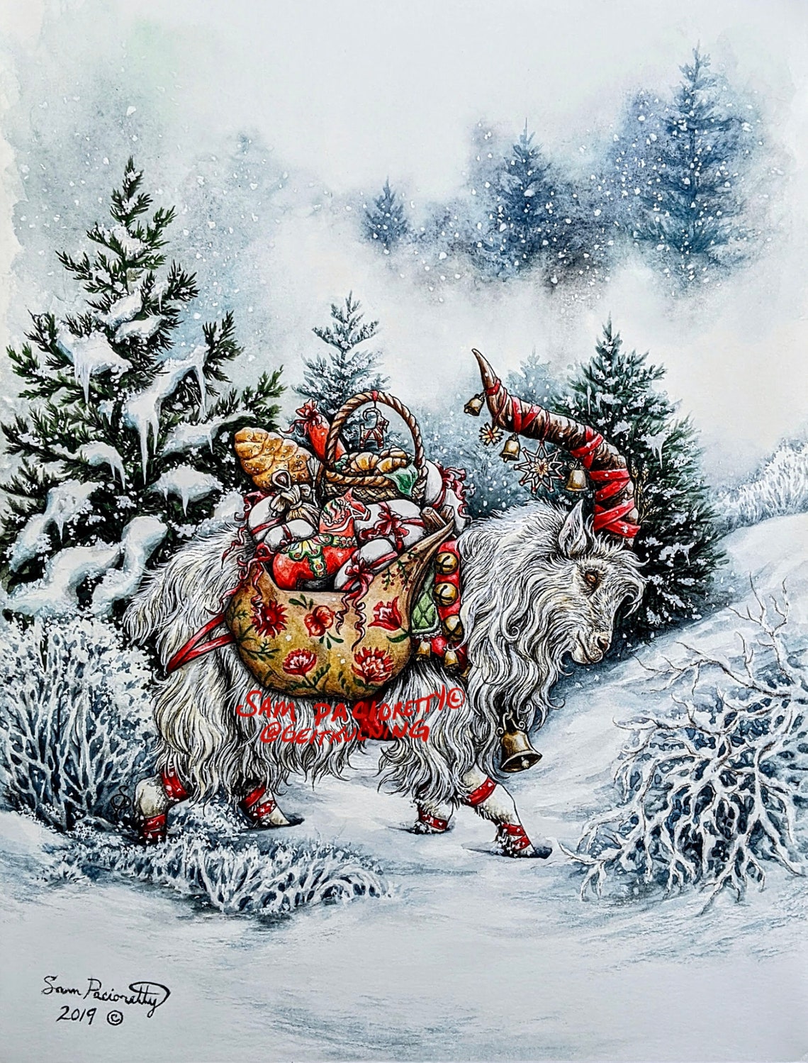 Yule Goat julbock Traditional Scandinavian Folktale Illustration ...