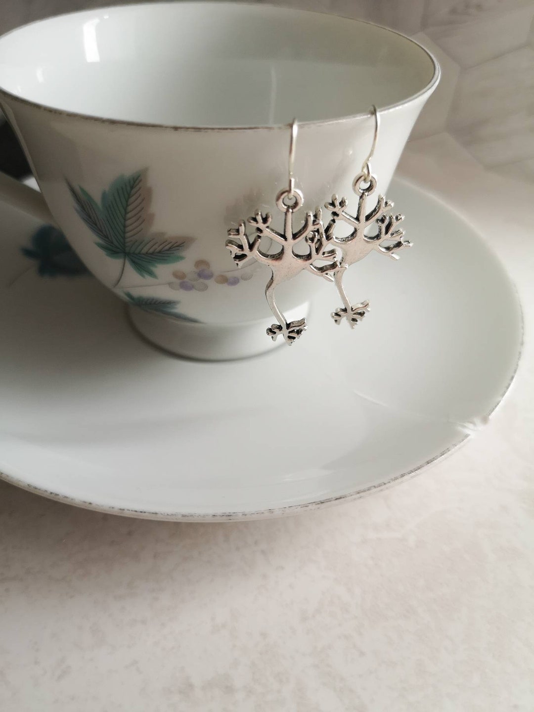 Neuron/neurone Drop Earrings Antique Silver Scientific - Etsy