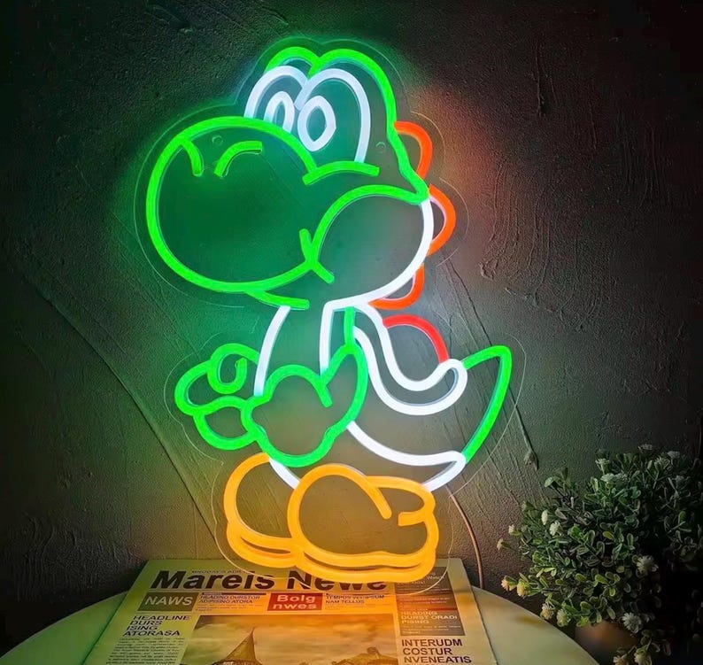 Yoshi Super Mario LED Neon Sign | Gaming Room Wall Light Wall Decor ...
