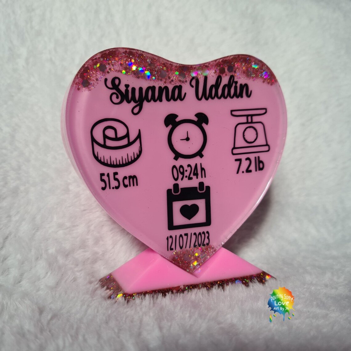 Personalised Birth Stat Resin Heart Birth Keepsake - Etsy