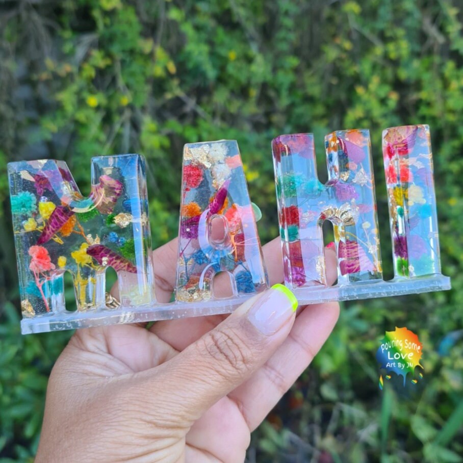 Custom Freestanding Resin Name Dispay, Desk Night Lamp, LED Letter Sign ...