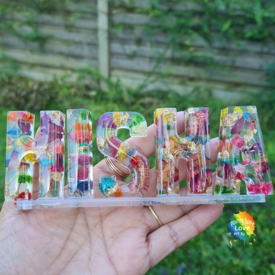 Custom Freestanding Resin Name Dispay, Desk Night Lamp, LED Letter Sign ...