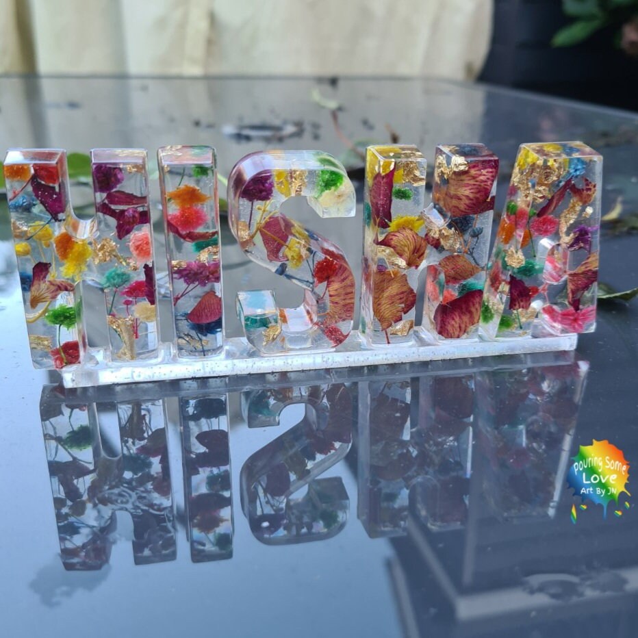 Custom Freestanding Resin Name Dispay, Desk Night Lamp, LED Letter Sign ...