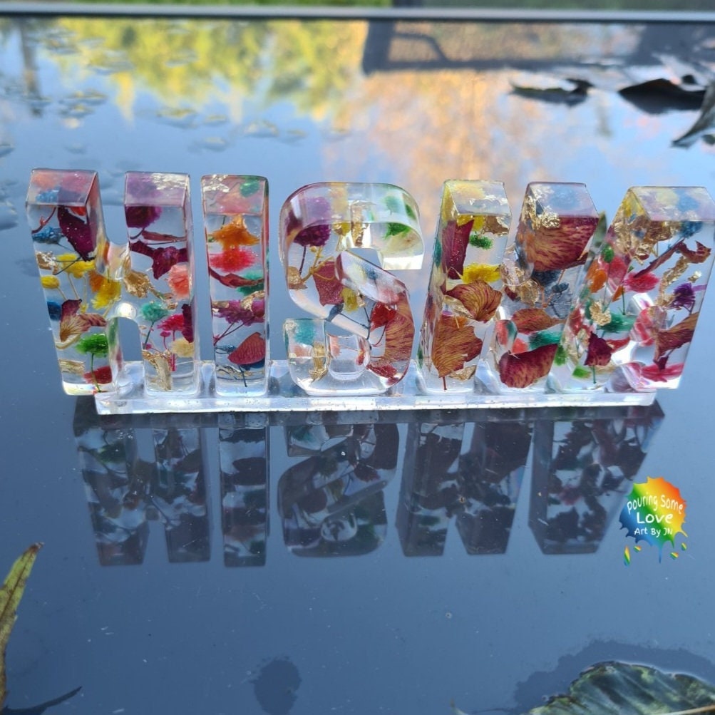 Custom Freestanding Resin Name Dispay, Desk Night Lamp, LED Letter Sign ...