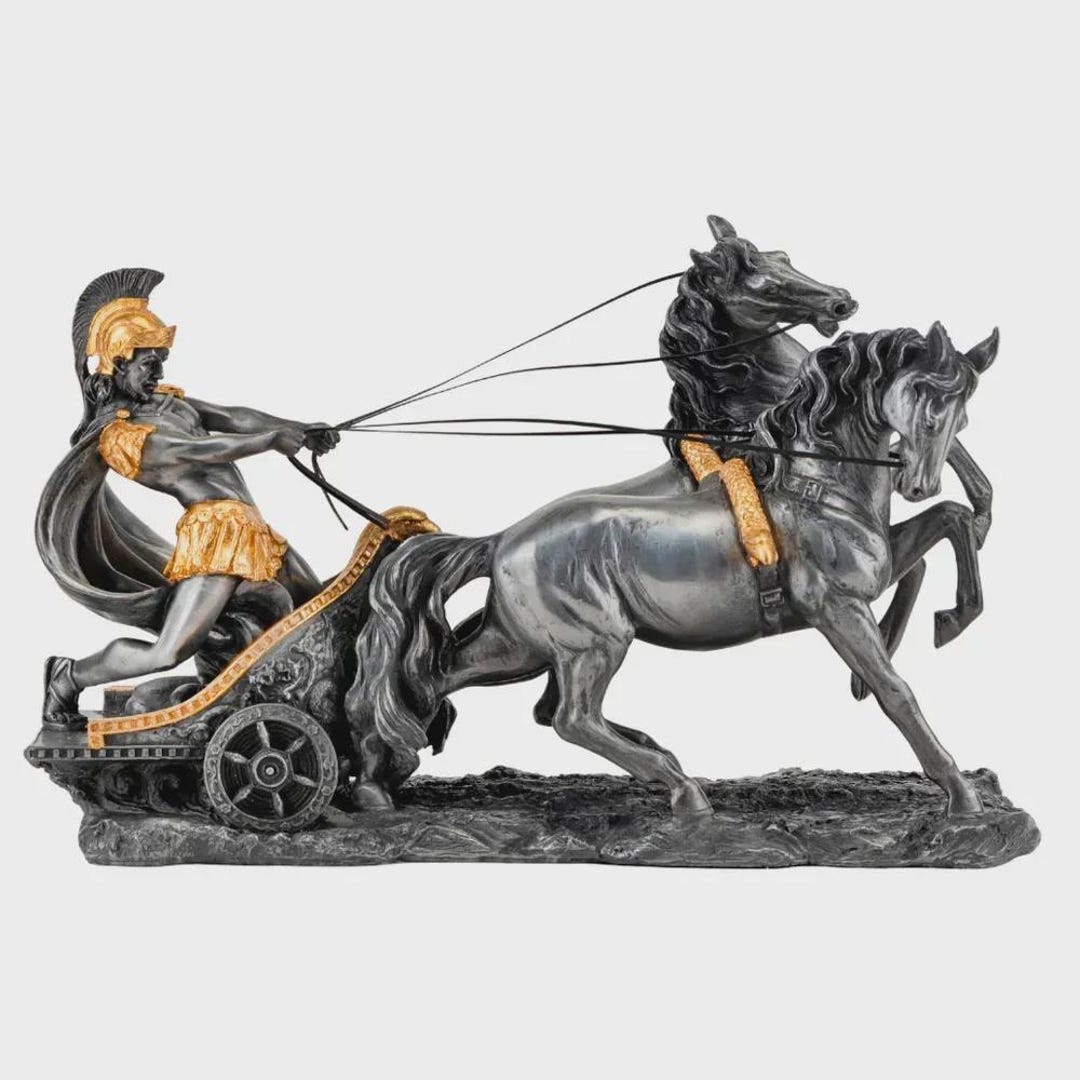 Roman Warrior on a Chariot Ceramic Resin Action Figurines Decor Art ...