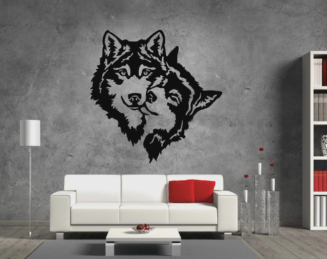 Couple of Wolves Wall Panel Metal Wall Decor Minimalist Wall Decor ...