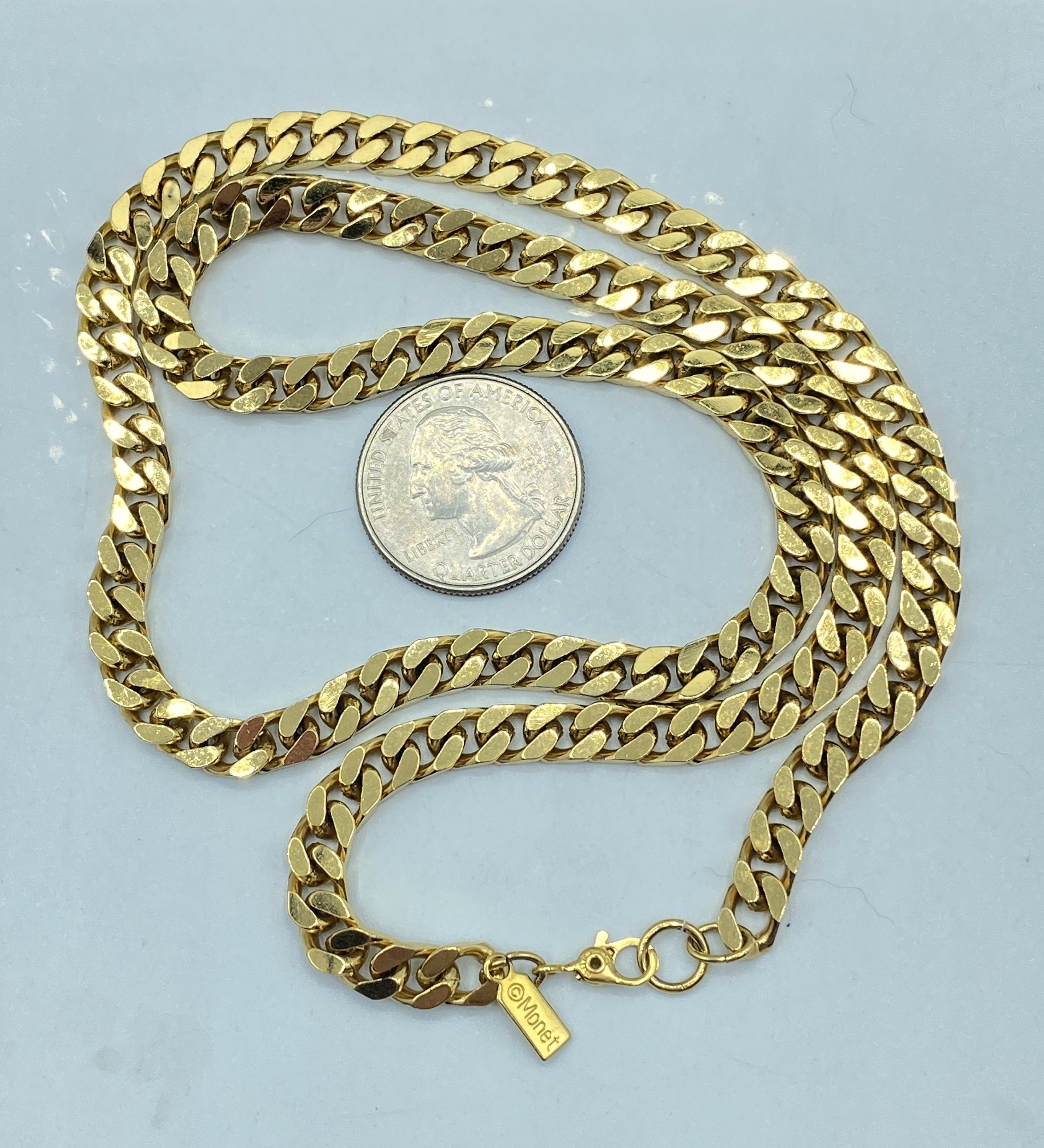 Vintage Monet Gold Tone Curb Chain Necklace, 80s Monet Necklace, 24 ...