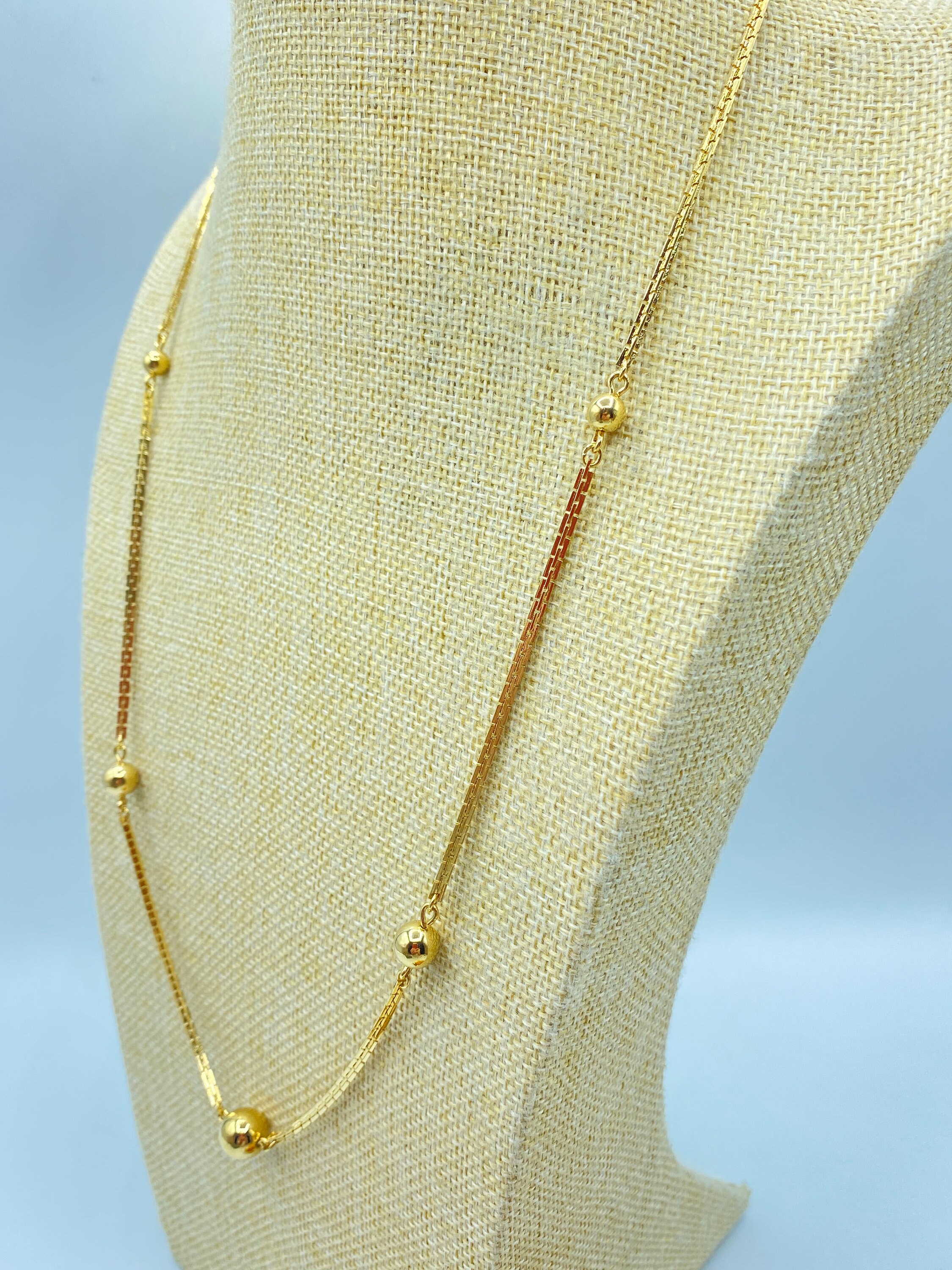 Vintage Avon Gold Chain Necklace, 70s Avon Beaded Chain Necklace, 26 ...