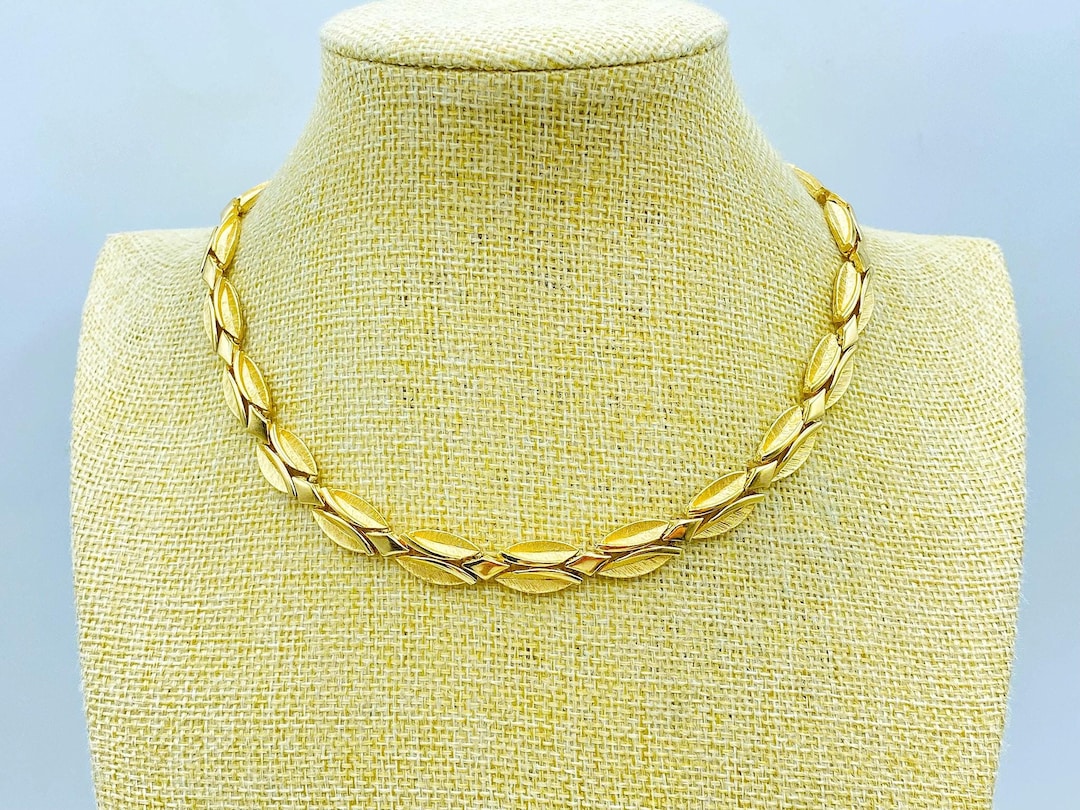 Vintage Crown Trifari Gold Tone Link Necklace, 60s Trifari Necklace ...
