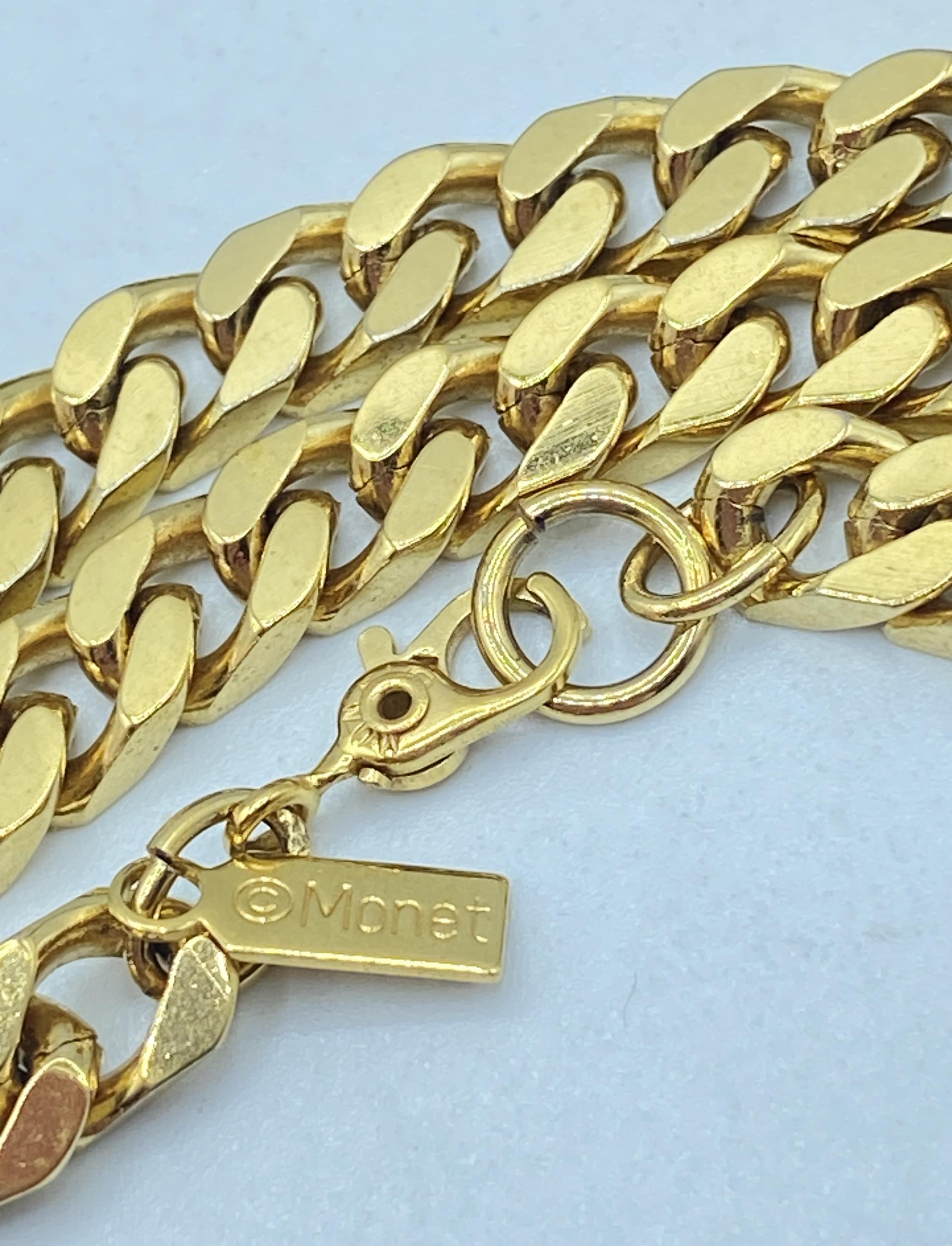 Vintage Monet Gold Tone Curb Chain Necklace, 80s Monet Necklace, 24 ...