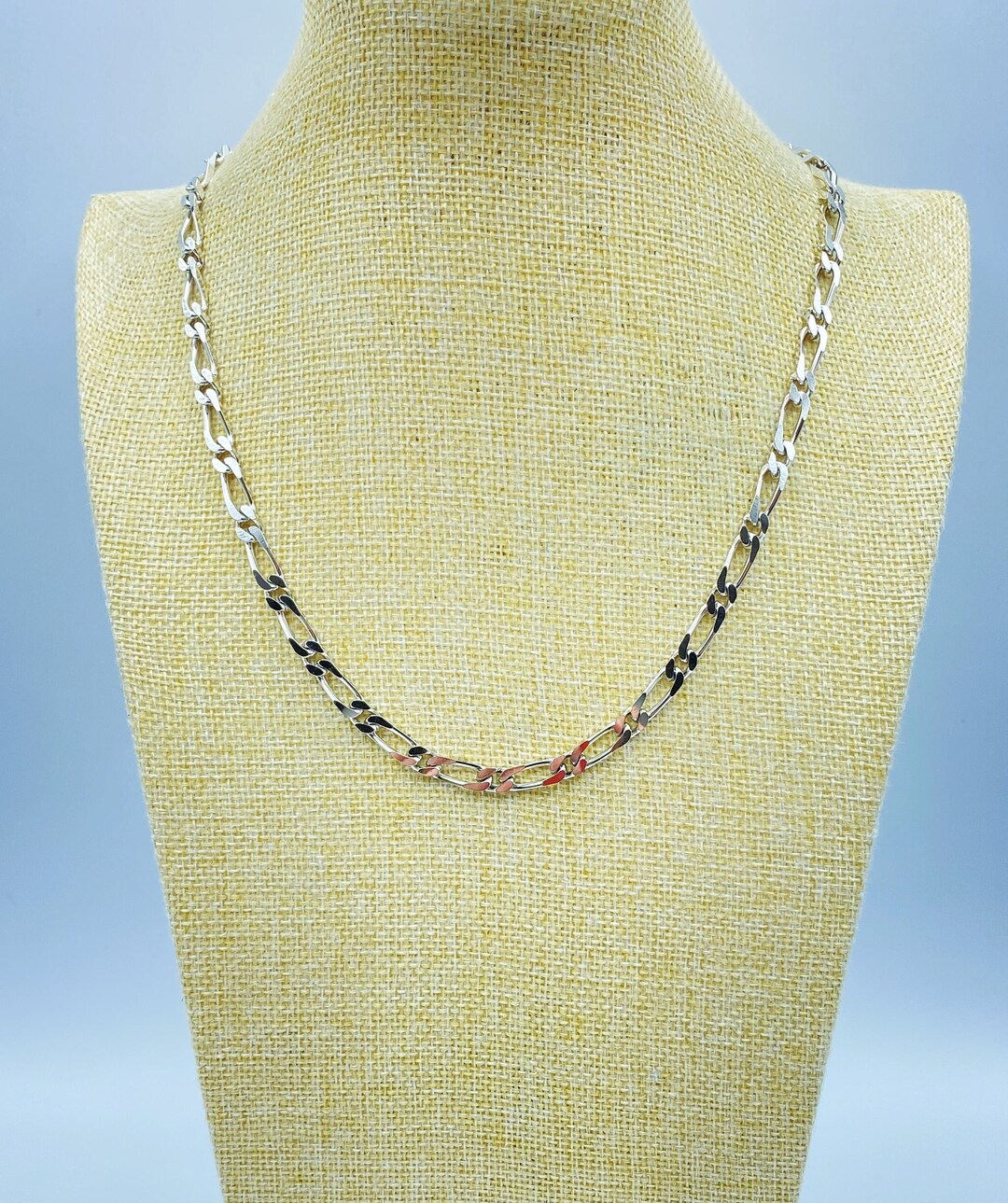 Monet Silver Necklace, Vintage Monet Necklace, Monet Silver Figaro ...