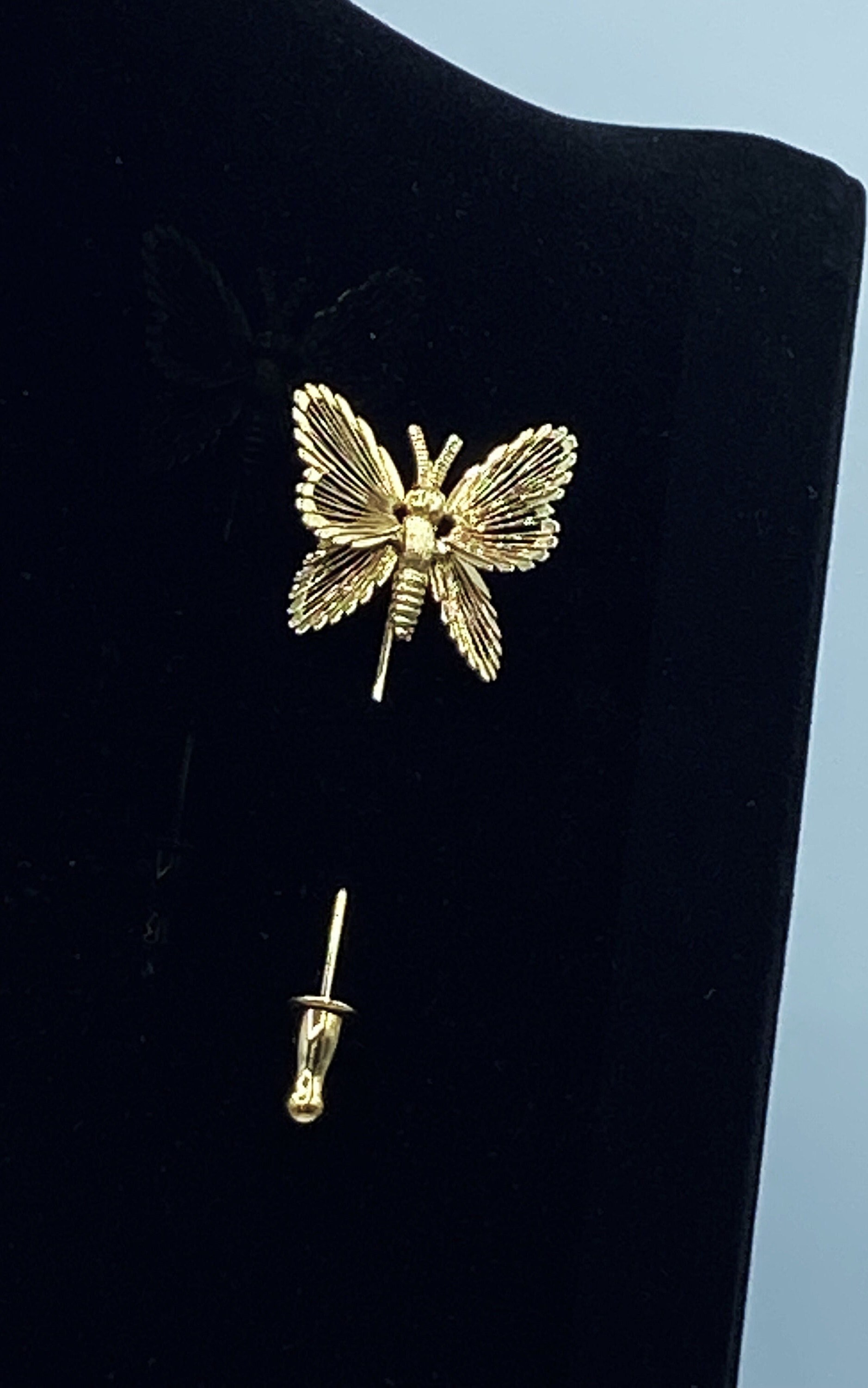 Monet Butterfly Pin, '80s Monet Pin, Butterfly Stick Pin, Monet Gold ...