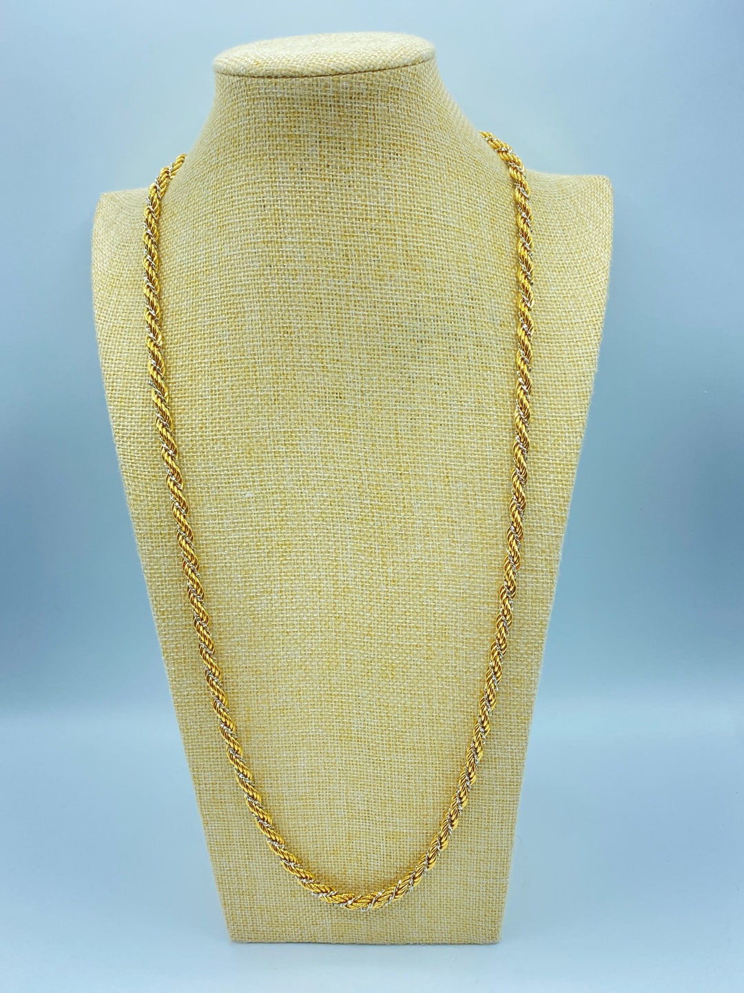 Vintage Monet Rope Necklace, 80s Monet Necklace, Monet Gold and Silver ...