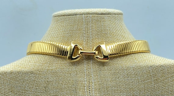 Vintage Napier Gold Tone Flat Gas Pipe Choker, Napier… - Gem