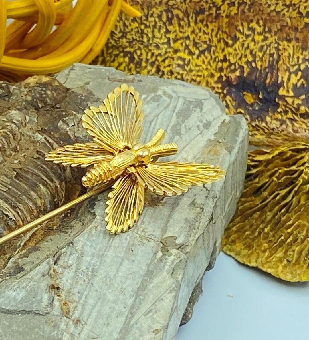 Vintage Monet Lapel Pin: Gold Tone Butterfly Stick Pin, 1980s Jewelry ...