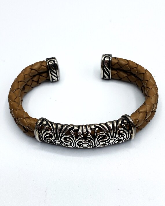 Vintage Leather Cuff, Signed Esposito Cuff Bracelet, … - Gem