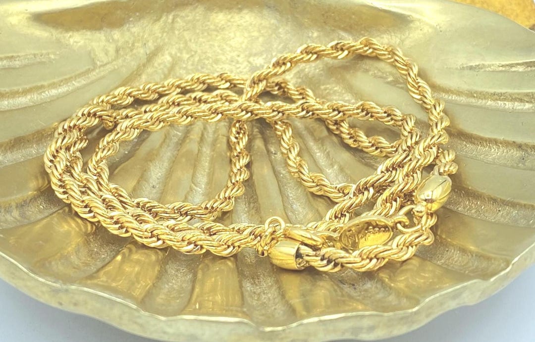 Vintage Napier Gold Rope Chain Necklace - 24 Inch Signed Clasp - Etsy