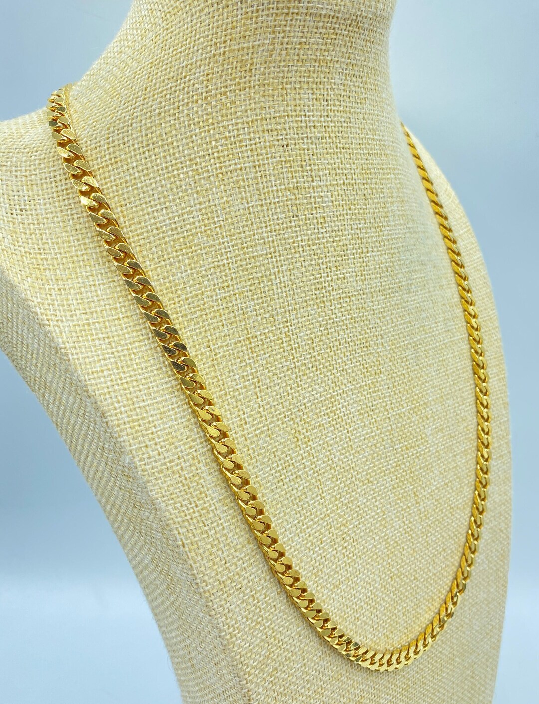 Vintage Monet Gold Tone Curb Chain Necklace, 80s Monet Necklace, 24 ...