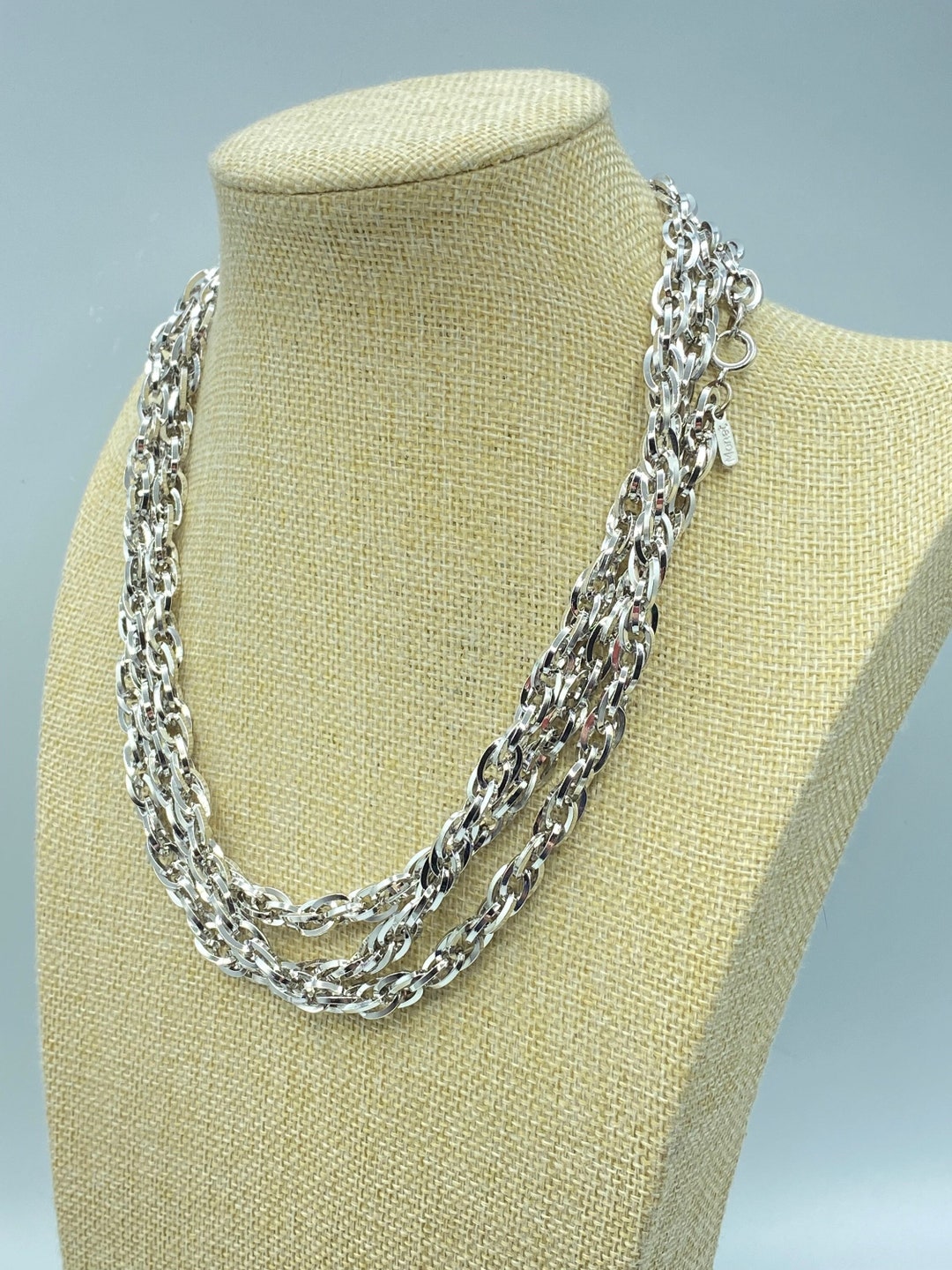 Vintage Monet Necklace 70s Monet Chain Monet Silver Tone - Etsy