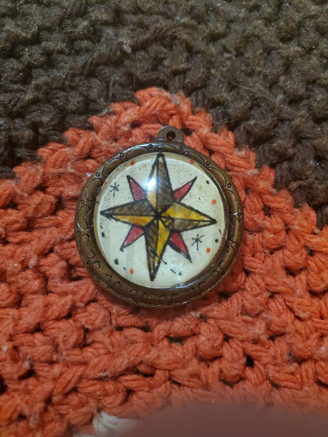 Hand Painted Compass Rose Pendant - Etsy