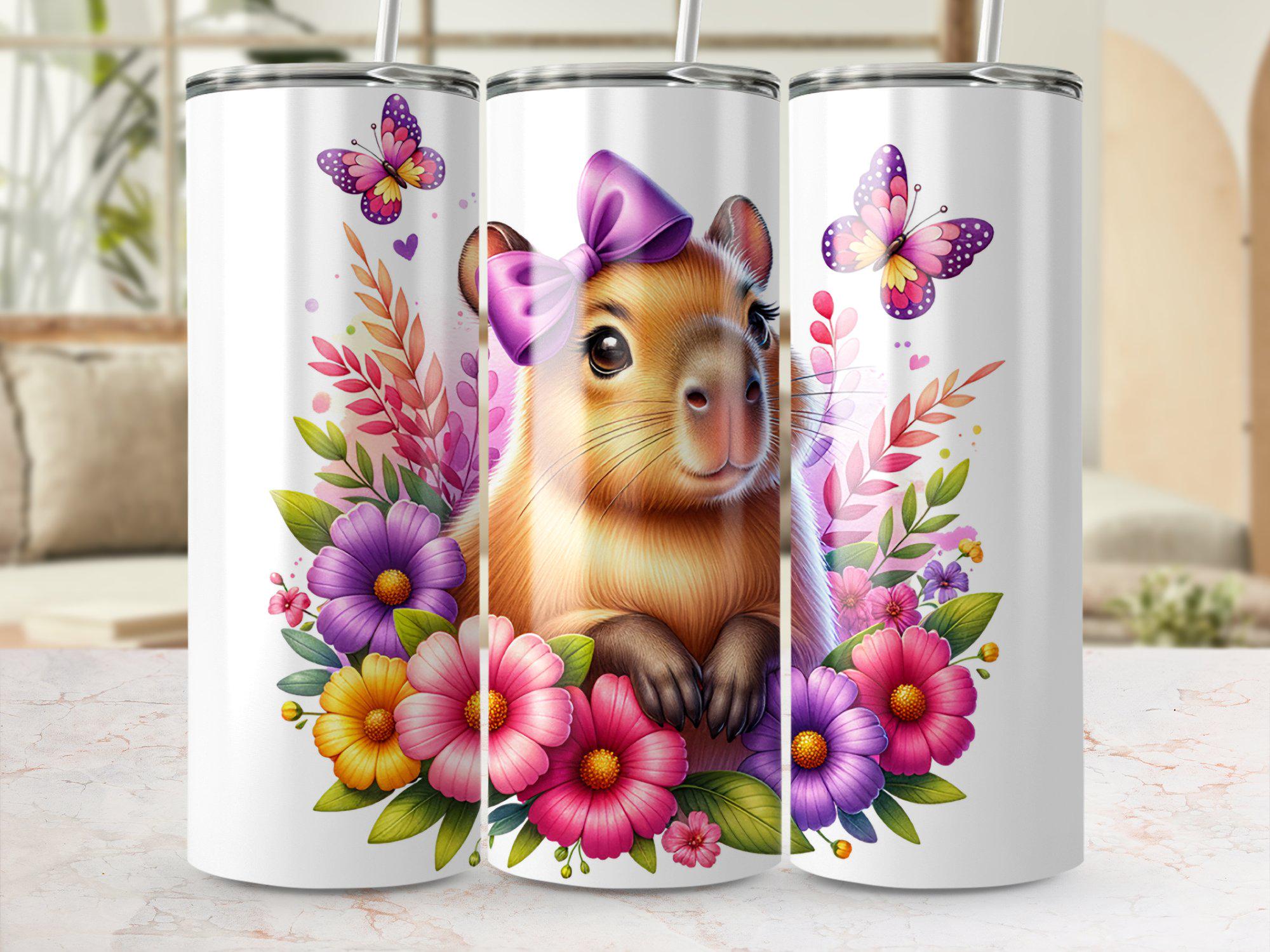 Cute Capybara Tumbler Wrap, 20oz Skinny Tumbler Sublimation Design ...