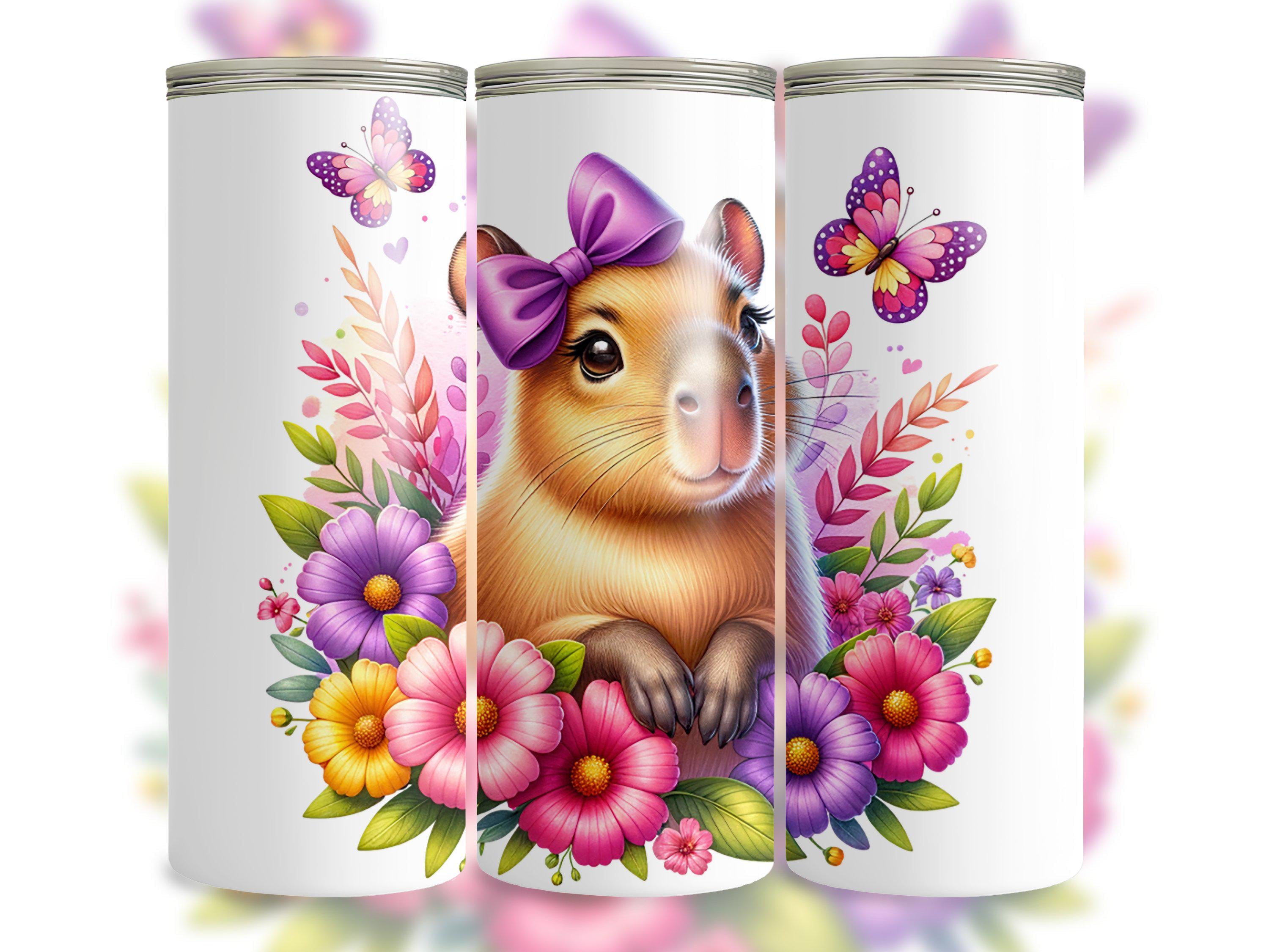 Cute Capybara Tumbler Wrap, 20oz Skinny Tumbler Sublimation Design ...