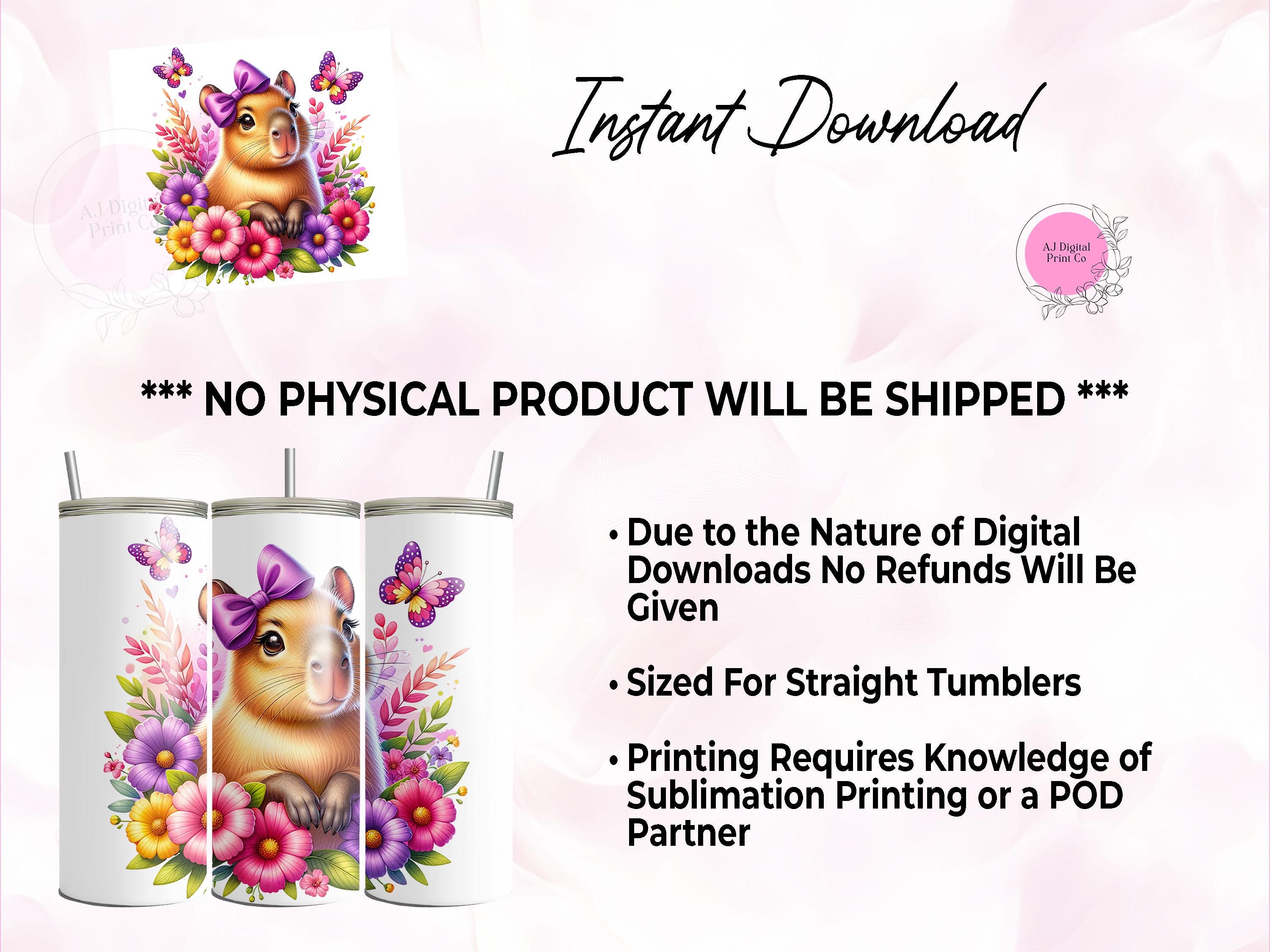 Cute Capybara Tumbler Wrap, 20oz Skinny Tumbler Sublimation Design ...